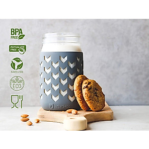 JarJackets Silicone Mason Jar Sleeve - Fits 32oz (1 quart) REGULAR or WIDE-Mouth Jars … (1, Charcoal)