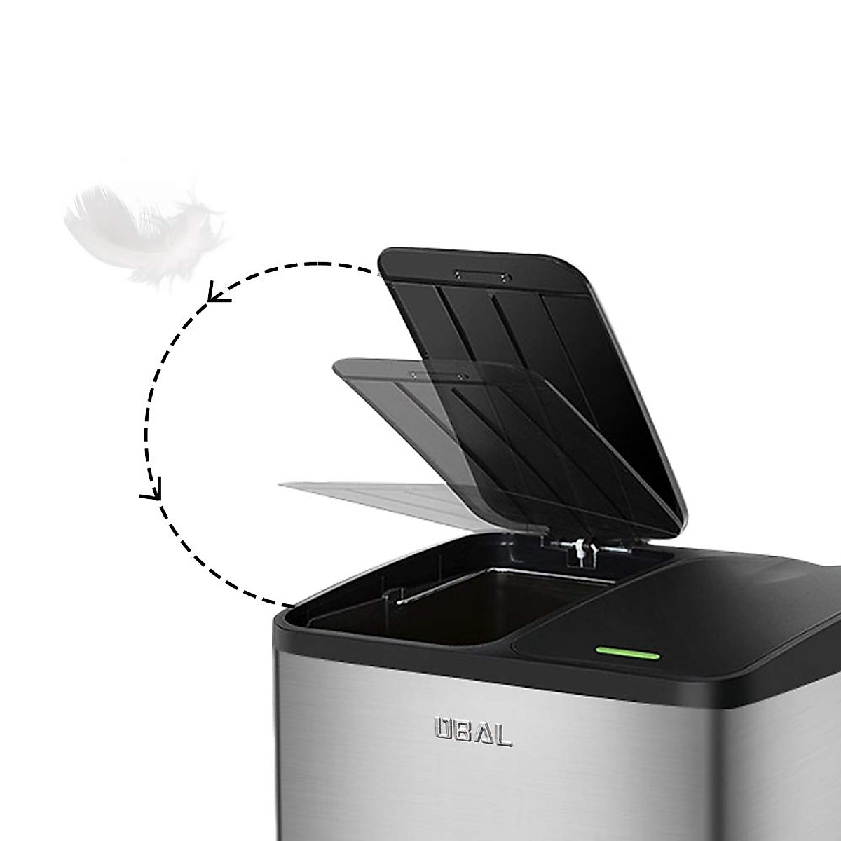 DBAL Trash Can Kitchen, 18 Liter Stainless Steel Trash Can 2 x 2.4 Gallon Soft Close Lid and Airtight Suit for Kitchen Office Home Use