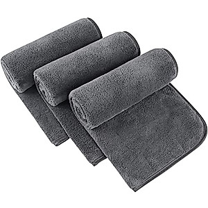 SINLAND Microfiber Hand Towel for Bathroom Super Soft Makeup Remover Cloth Washcloth for Home Spa Sports Face Cleansing Towel 16Inch x 30Inch Grey 3 Pack