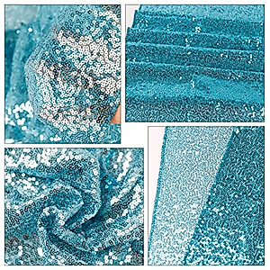 FGSAEOR Blue Tablecloth, 12x108inch Sequins Table Runners and 54x108inch Plastic Table Cloths for Party Decorations, Sparkling Party Supplies Table Cover for Indoor Outdoor Parties