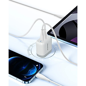 PowerLot PD 20W USB C Charger for iPhone 12, 12W USB Charger for iPad Pro, 32W Dual Port Power Adapter, GaN Wall Charger with Foldable Plug for iPhone 15 Plus/ 14/13/ iPhone SE/iPad Air/AirPods