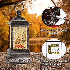 Red Truck Snow Globe Fall Decorations for Home, Thanksgiving Glittering Lighted Lantern Autumn Harvest Decor