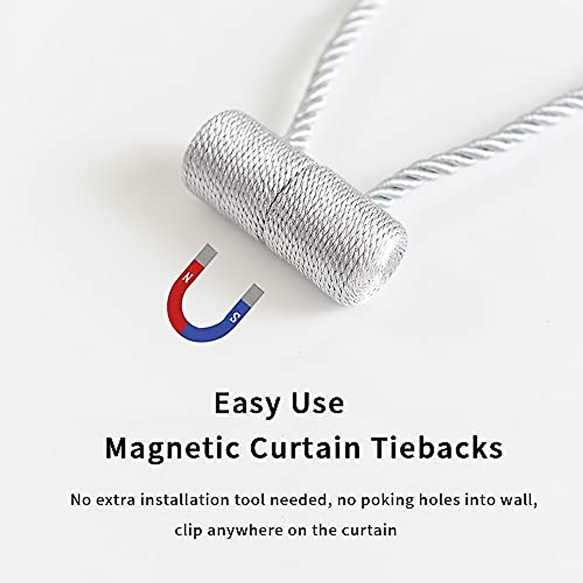 2 Pack Magnetic Curtain Tiebacks Holdbacks Upgraded Stronger Magnet 16 Inch Outdoor Elegant Decorative Clips Tiebacks for Drapes for Home Office Window Treatment (Olive)