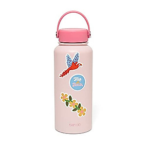 ban.do Large Water Bottle with Waterproof Sticker Pack, Stainless Steel Double Wall Tumbler, 33 Oz Insulated Metal Water Bottle (Enjoy the Little things)
