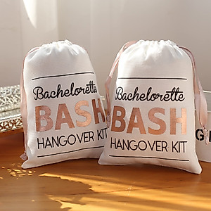 Cytdkve Rose Gold Foiled Bachelorette Hangover Kit Drawstring Bags, Wedding Party Favor Bags for Bridesmaid Gifts (10 Pieces, White, 5 x 7 Inch)