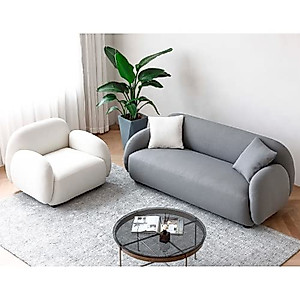 Acanva Modern Minimalist Sofa for Living Room Lounge Home Office, Rounded Edges Couch with Soft Boucle Upholstered, 74”W, Grey