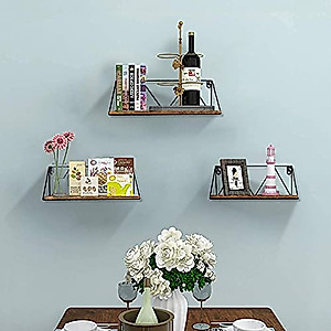 Calenzana Floating Wall Shelves Set of 3 Rustic Wood Storage Shelf for Bathroom Kitchen Living Room Bedroom
