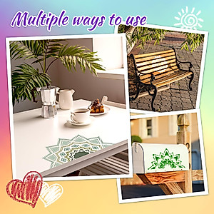 9 Pack Large Mandala Stencils for Painting Reusable Floral Mandala Drawing Stencils Mandala Painting Templates on Wood Floor Wall Tile Furniture Fabric Canvas Wood DIY Craft Art Supplies Home Decor