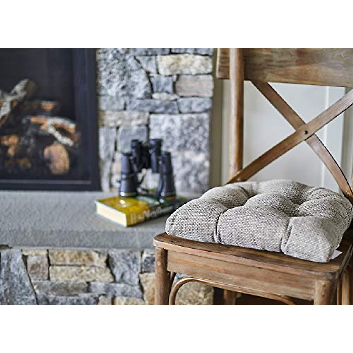 Klear Vu Tyson Gripper Universal Non-Slip Chair Cushions for Dining Room, Kitchen and Office Use, U-Shaped Skid-Proof Overstuffed Seat Pad, 15x15 Inches, 2 Count (Pack of 1), Natural