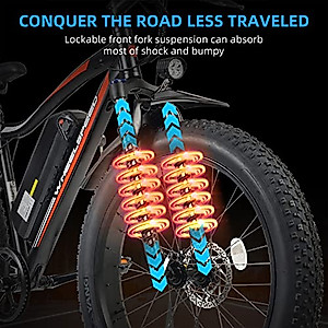 Wheelspeed Electric Bike 26" X 4.0", 500W Motor & 20 MPH Fat Tires Electric Mountain Bike for Adults, 70 Miles Electric Bicycle with 48V 14.5Ah Removable Battery, 7-Speed E-Bike (White)