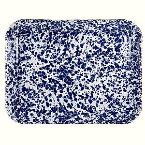 Golden Rabbit Enamelware - Cobalt Swirl Pattern - Set of 2 - Quarter Sheet Trays
