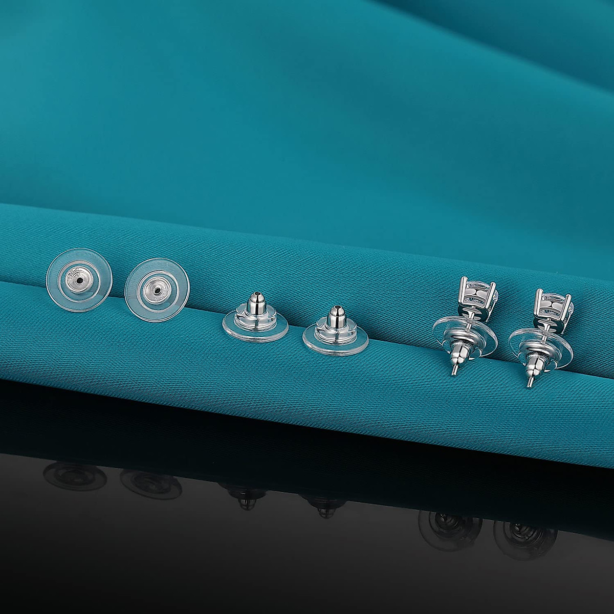 Catinee 3 Pairs Earring Backs,925 Sterling Silver Earring Backs for Studs, Adjustable Hypoallergenic Locking Earring Backs Fit 0.028-0.039inch Post（White+Gold）