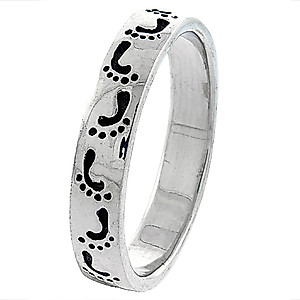 Sterling Silver Footprints In The Sand Stackable Ring 1/8 inch size 9