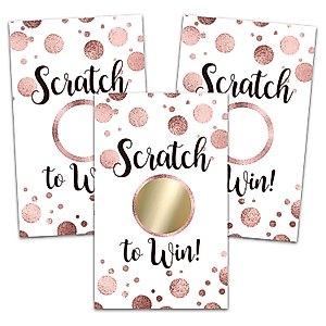 50 Blank Gift Certificate Scratch Off Cards, Clients or as Luxury Holiday Vouchers, DIY Coupon Cards for Birthday, Bridal Shower Activity, Raffle Ticket Drawing, Reveal to Win Event（Rose Gold ）