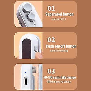 MYUANGO Mini Handleld Chip Bag Sealer | 2-in-1 Bag Sealer Heat Seal with Cutter | USB Charging and Magnetic Back | Perfect for Travel and Snack Lovers