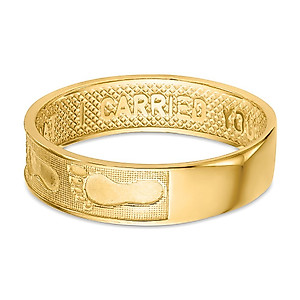 Solid 14k Yellow Gold Footprints In The Sand Ring Band Size 9