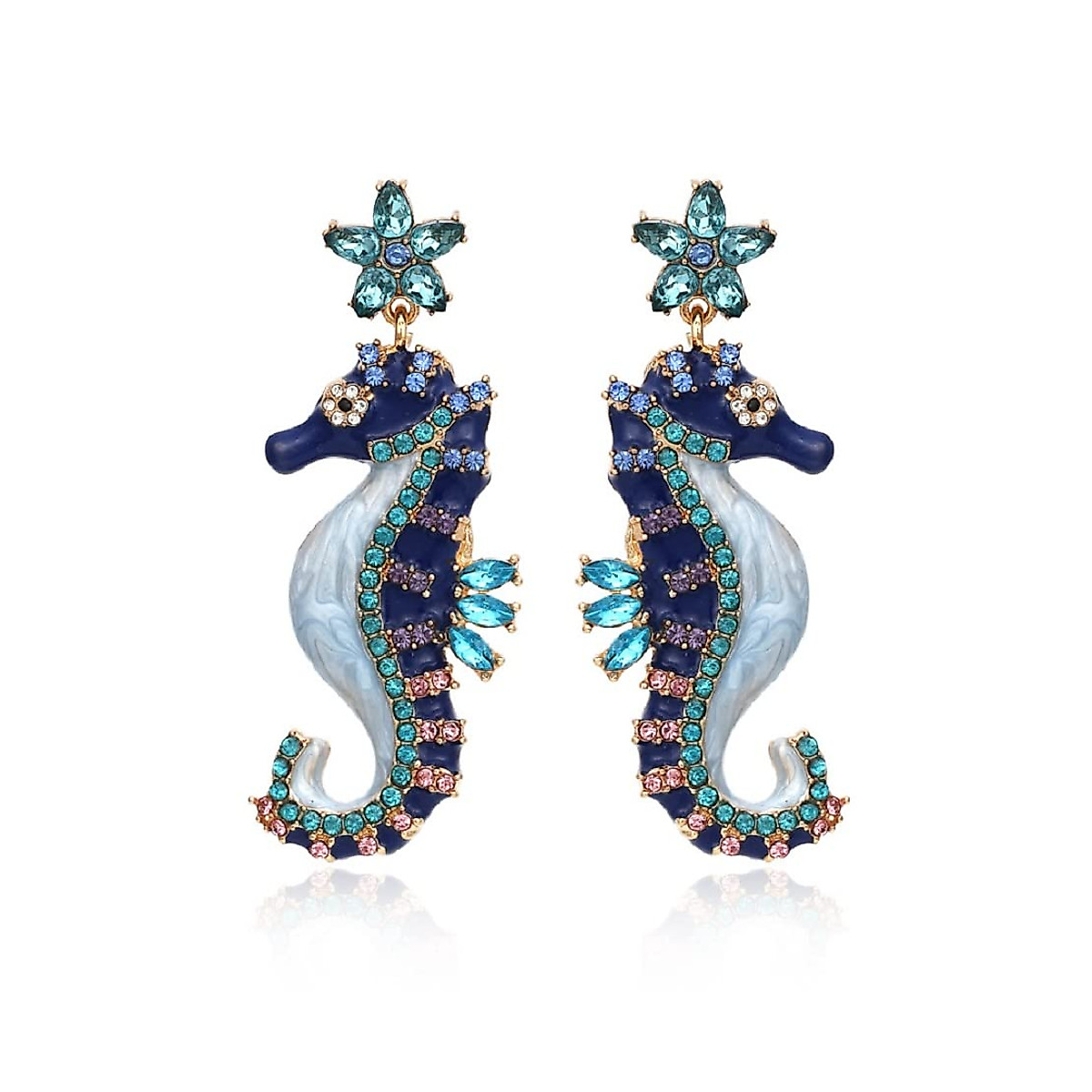 Seahorse Earrings for Women, Ocean Seahorse Earrings, Starfish Dangle Earrings Hypoallergenic, Seahorse Bohemian Drop Earrings, Beach Seahorse Earrings Studs, Seahorse Jewelry Funny Earrings