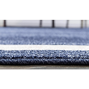 Unique Loom Del Mar Collection Area Rug - Maria (2' 7" x 10' Runner, Navy Blue/ Ivory)