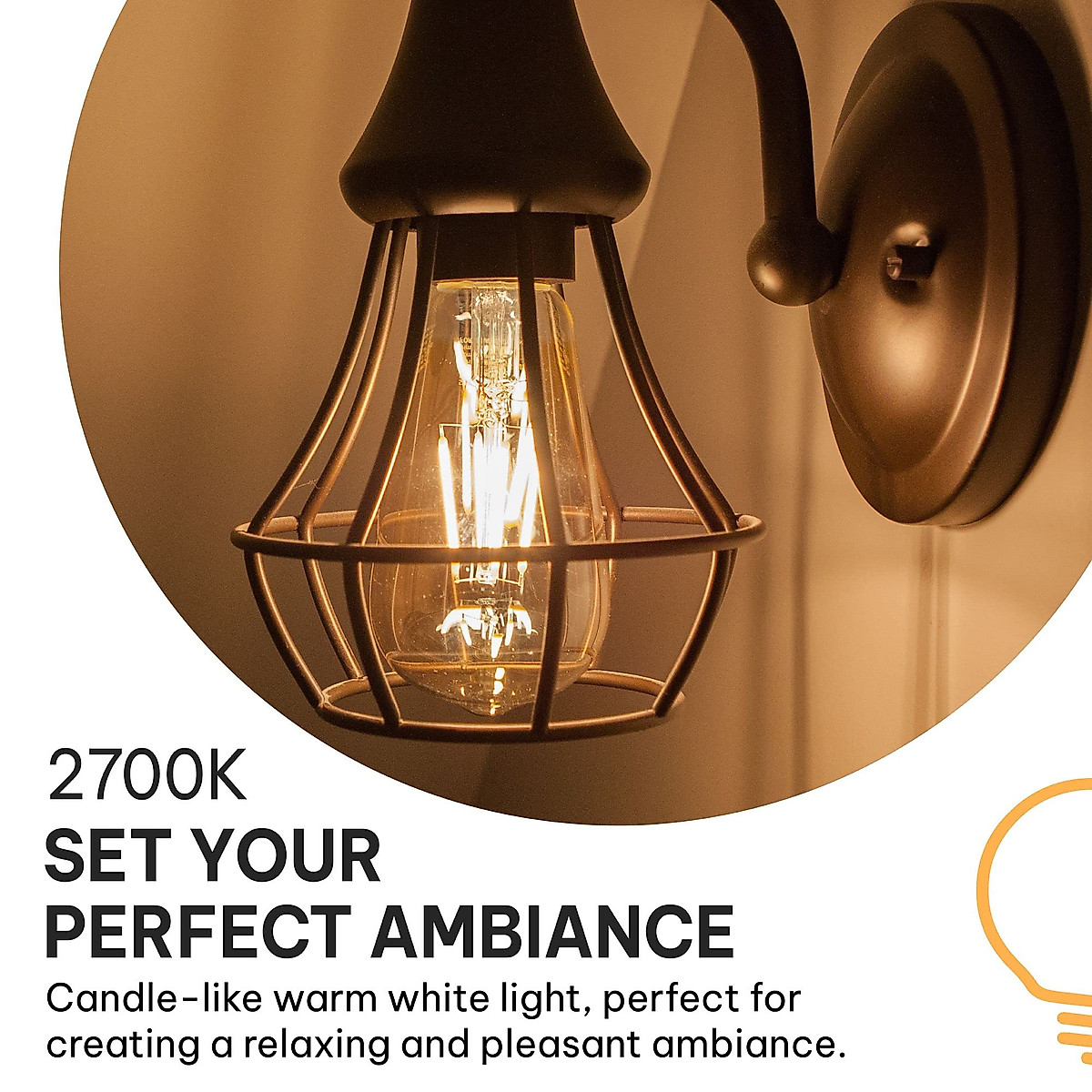 HUDSON BULB CO. Vintage Edison LED Light Bulbs 6W (6 Pack), Soft White, Non-Dimmable, E26/E27 Base, ST58 Style, 60 Watt Equivalent