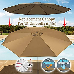 BenefitUSA Umbrella Cover Canopy 13ft 8 Rib Patio Replacement Top Outdoor-tan