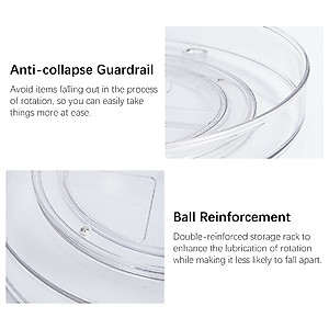 CXRYLZ 2 Pack 10.6 inch Lazy Susan Cabinet Organizer, PET Rotating Storage Rack, Spice Organizer Storage Cabinet, Plastic Lazy Susan Turntable for Fridge Pantry Kitchen Bathroom Bedroom