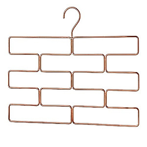 mDesign Modern Metal Closet Rod Hanging Accessory Storage Organizer Rack for Scarves, Ties, Yoga Pants, Leggings, Tank Tops - Snag Free, Geometric Design, 8 Sections - Rose Gold