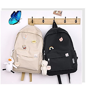 DIRUQSD Backpack for Girls Kids Large School Bags for Teenage Girls with USB Port Canvas Schoolbag (White)Backpacks for Girls,School Backpack Travel Backpacks Bookbag for Women & Me