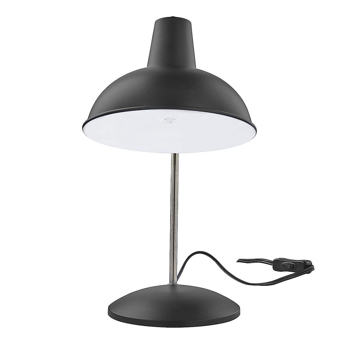 Light Society LS-T261-BK Hylight Black Retro Desk Lamp with Antique Brass Details, Mid Century Modern Vintage Style