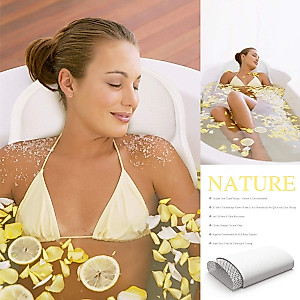 Idle Hippo Full Body Bath Pillow with No-Slip Suction Cups, Extra Wide Spa Bathtub Mattress for Neck Shoulder and Back Support, Headrest Cushion Hot Tub Accessories for Adults - 49'' x 19''