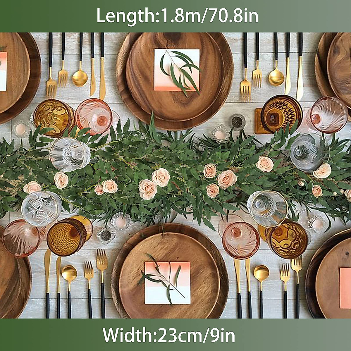 Uieke 3pcs 17.7ft Artificial Vines Fake Greenery Garland Willow Leaves with Total 60 Twigs Stems Hanging Plants String for Indoor Wedding Party Home Garden Wall Garden Decoration