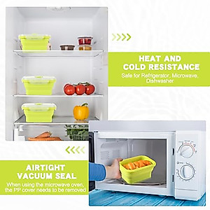 Maxcheck Set of 24 Silicone Collapsible Food Storage Containers with Lids Vent 12 oz Collapsible Meal Container for Kitchen Lunch Boxes Microwave Freezer Safe (Green)