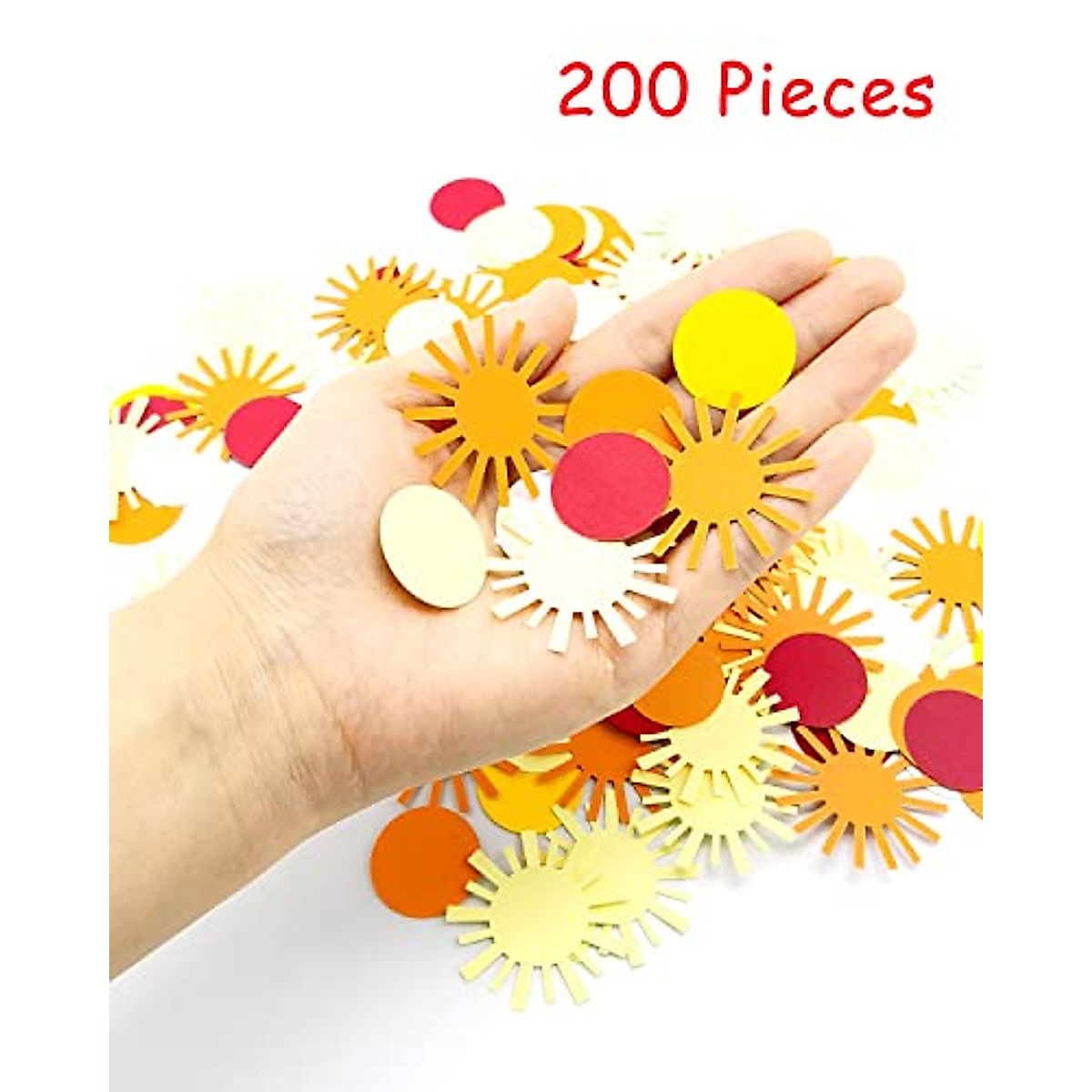 200 Pieces First Trip Around The Sun Birthday Decorations Boho Sun Confentti Muted Little Sunshine Confetti Papercraft Embellishments for Groovy Party Baby shower First Birthday Table Decors
