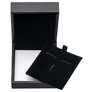Giftop PU Leather Cufflink Tie Clip Box Cuff Links Storage Gift Box Jewelry Display Case (Black)