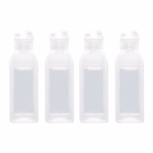 CHENSHUO Plastic Squeeze Bottle, Clear Condiment Squeeze Bottle, With Silicone Valve Non Return Cap,Suitable for Oil, Honey, BBQ Sauce and Condiments,10 OZ Anti Slip Squeeze Bottle,4 Pieces