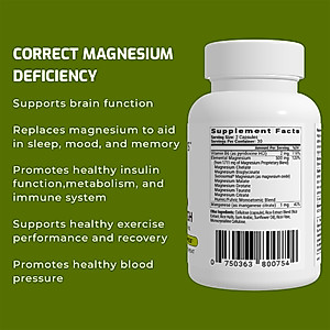 BIOptimizers Magnesium Breakthrough Supplement 4.0 - Has 7 Forms of Magnesium: Glycinate, Malate, Citrate, and More - Natural Sleep and Brain Supplement - 60 Capsules