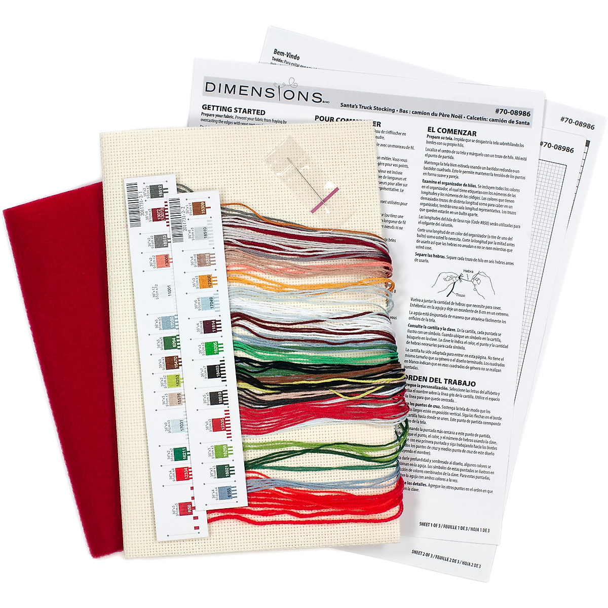 Dimensions Whimsical Counted Cross Stitch Kit Santa's Truck Stocking - 16"(1 Pc.) - Christmas Stocking, DIY Gift for Loved Ones, Ideal for Festive Events