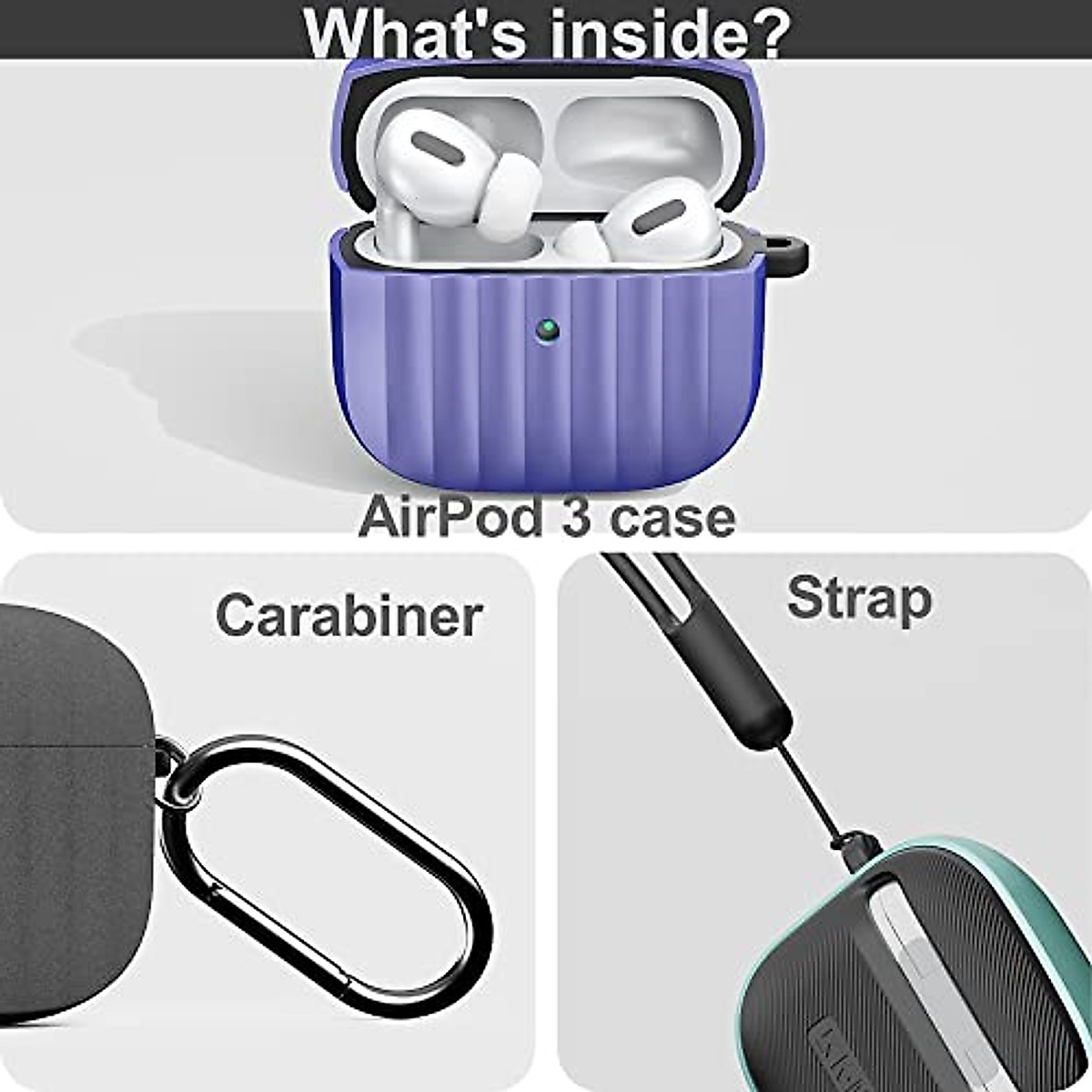 K-Max Soft Hard Case Compatible with AirPods 3rd Generation Case(2021), [Case Cover+Keychain+Silicone Strap] Wireless Charging, Double Layers Protection for AirPods 3(Sand)…