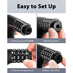 KEYSTP Bike Lock Cable with Combination Key,Password Lost Retrievable Bicycle Lock Anti-Theft,Resettable with Mounting Bracket for Bikes and Scooters