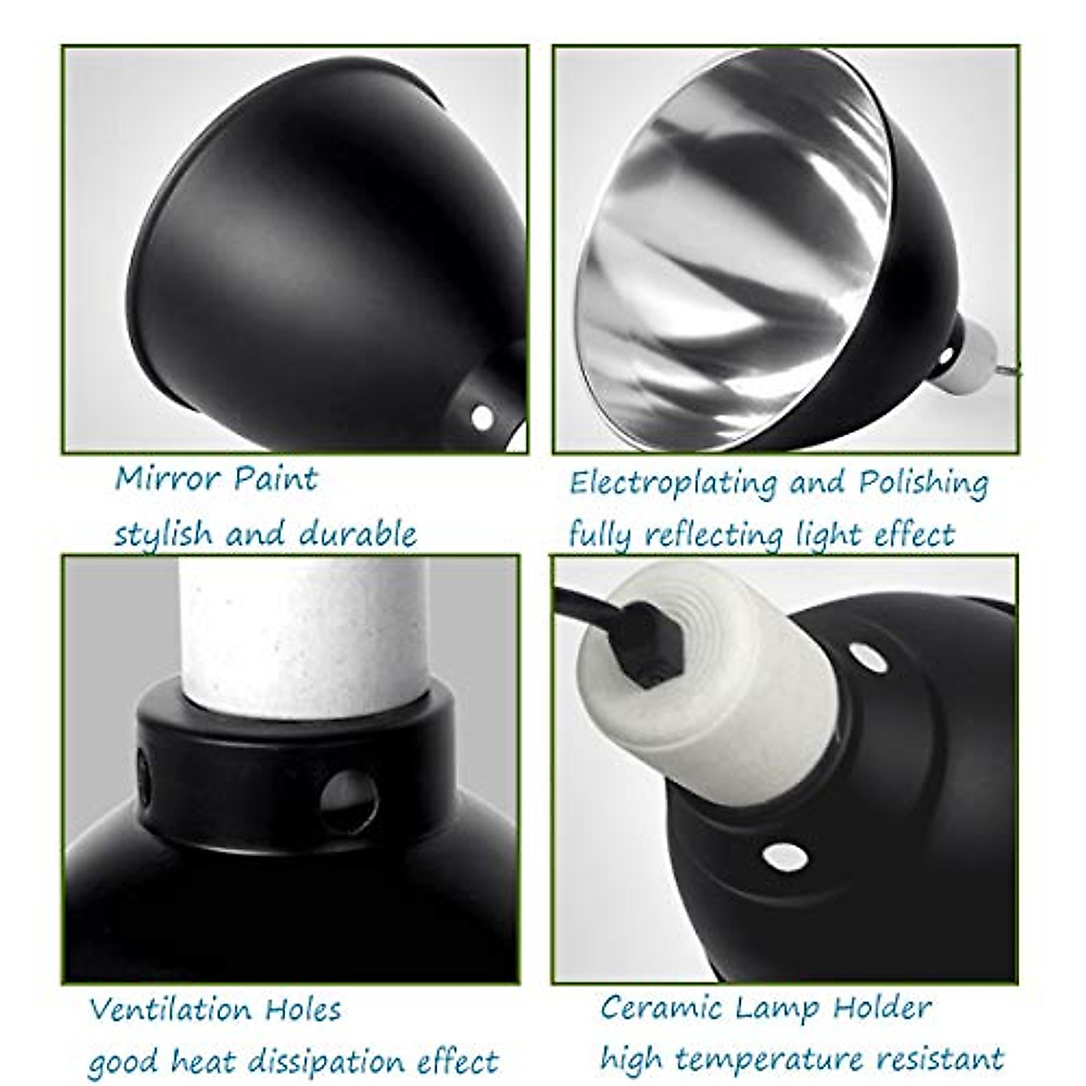 Hamiledyi Reptile Light Fixture 5.5 Inch Deep Dome Lamp Cap Lamp Fixture Optical Reflection Cover for Reptile Glass Terrariums