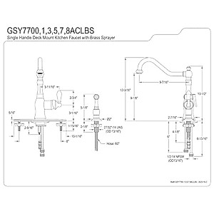 Kingston Brass GSY7701ACLBS American Classic Kitchen Faucet, Polished Chrome 10 x 9.5 x 12.19
