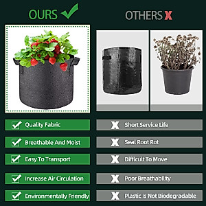 lucdnc 5 Pcs Grow Bags 5 Gallon Plant Grow Bags Multi-Purpose Nonwoven Fabric Pots with Durable Handles,Outdoor Garden Plant Pots for Vegetables Fruits Flowers Herb Succulent Bonsai Plants