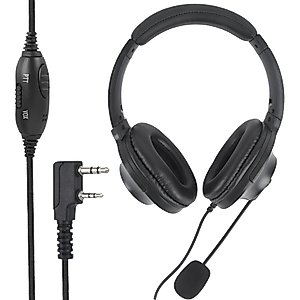 JUYODE Noise Cancelling Overhead Headset Noise Reduction Walkie Talkie Earpiece with Boom Mic VOX PTT for Baofeng UV-5R UV-82HP BF-888s BF-F8HP AR-152 Arcshell AR-5 AR-6 Kenwood 2 Pin Retevis Radio