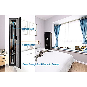Biometric Fingerprint Gun Safe for Rifle, Upgraded Quick Access Large Rifle Gun Security Cabinet for 5-6 Rifle Shotgun Firearms with/without Scopes with Pistol Lock Box