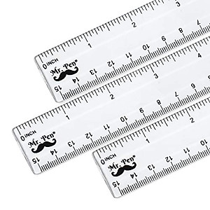 Mr. Pen- Ruler, 6 inch Ruler, Pack of 3, Clear Ruler, Plastic Ruler, Drafting Tools, Rulers for Kids, Measuring Tools, Ruler Set, Ruler inches and Centimeters, Transparent Ruler, Small Ruler