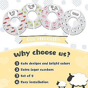 Baby Closet Size Dividers Unisex Nursery Organizer Nursery Closet Dividers Set of 8 Patterns for Baby Clothes Newborn to 24 Months (Animal Pattern)