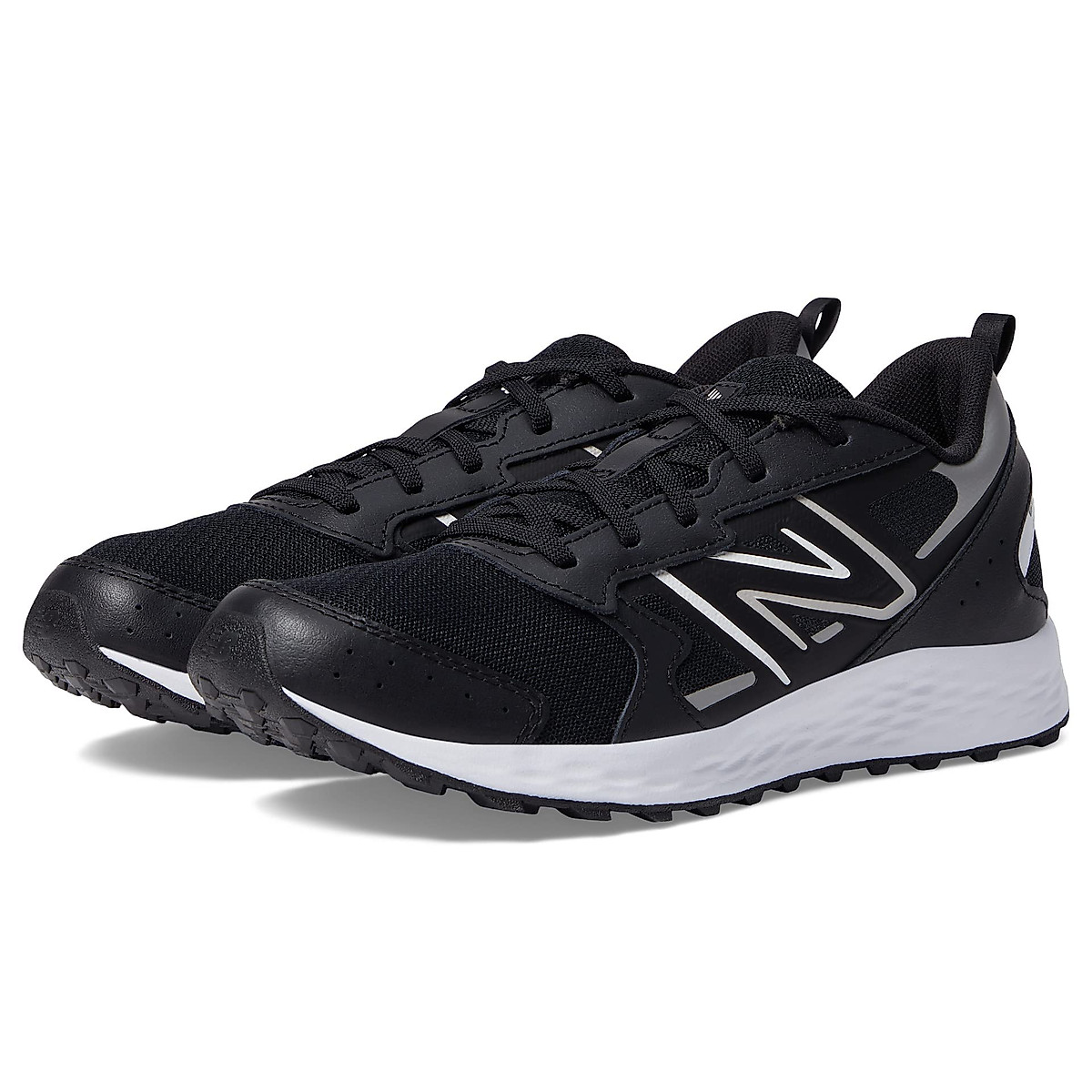 New Balance Kid's Fresh Foam 650 V1 Lace-up Running Shoe, Black/Metallic Silver/White, 5 Wide Big Kid
