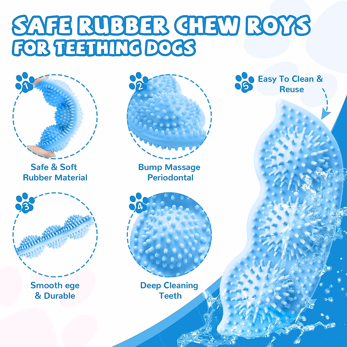 ABRRLO 6 Pack Puppy Toys Cute Blue Puppy Chew Toys for Teething Small Breed Dog Chew Toys Interactive Pet Toy Set for Puppies Soft and Durable Small Breed Doggy Teething Toys