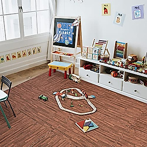 Amylove 96.5 Sq. ft Wood Grain Mats Foam Tiles 23.6 x 23.6 25 Pcs Inch Interlocking Foam Floor Mats EVA Floor Tiles for Kids Adults Playroom Bedroom Farmhouse Flooring(Brown)