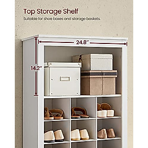 VASAGLE Shoe Storage Cabinet, 10 Tier Shoe Rack Organizer, Holds Up to 30 Pairs of Shoes, for Entryway Bedroom, 12.6 x 24.8 x 73.6 Inches, White ULBS273T14