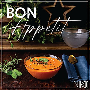 Vikko Soup Bowls, 6.5 Inch Salad Bowls, Glass Soup Bowls, Elegant Textured Glass Bowls, Set of 4, Dishwasher Safe